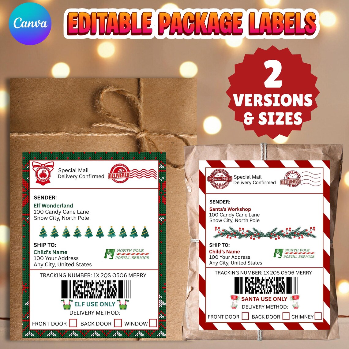 Editable North Pole Shipping Labels • Official Santa Gift Tag • Elf ...