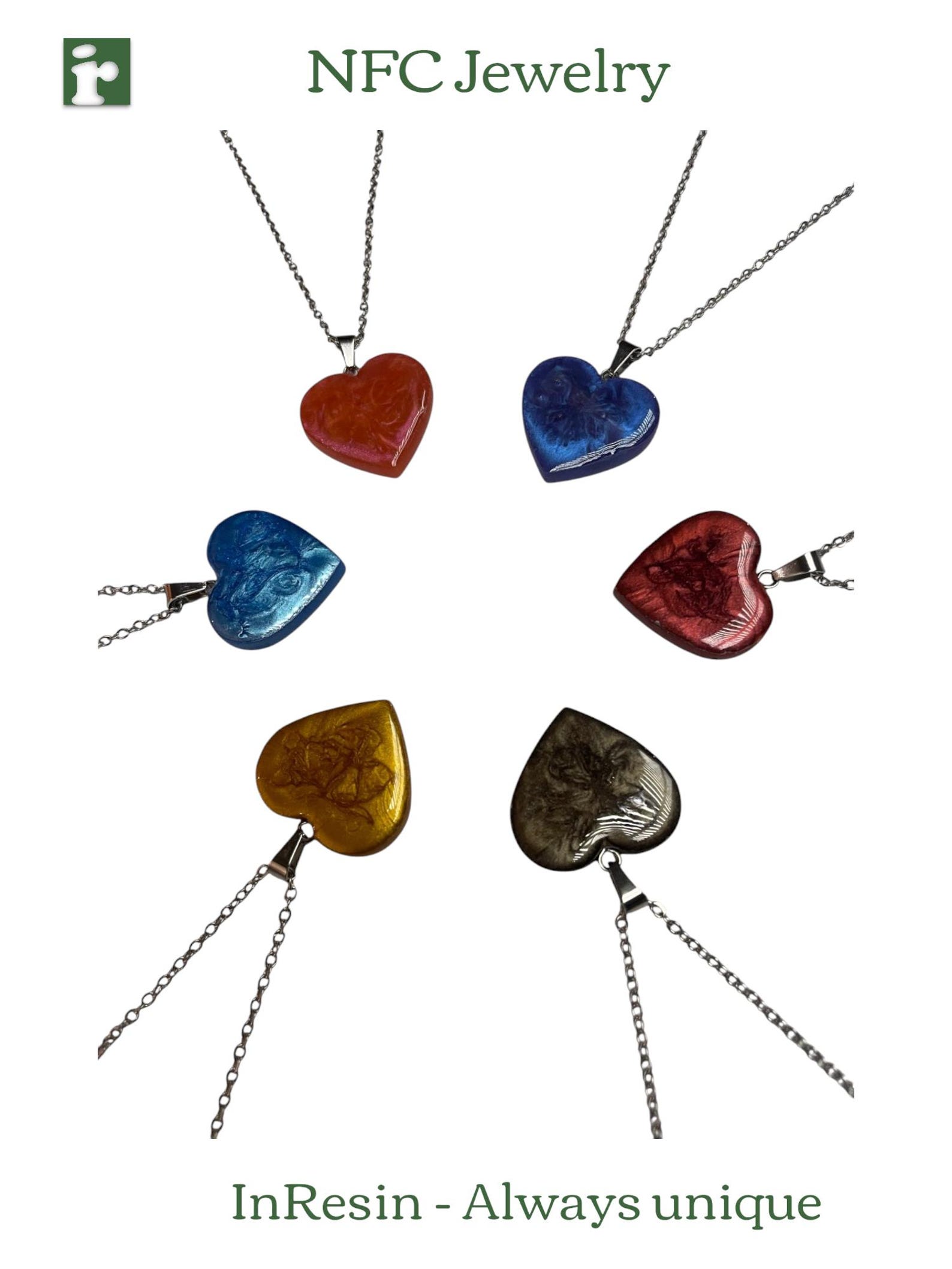 NFC Jewelry, Heart Resin Pendant Containing a NFC Chip Allowing You to ...