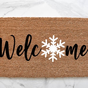 Welcome Snowflake Doormat Winter Doormat Welcome Mat Winter | Etsy
