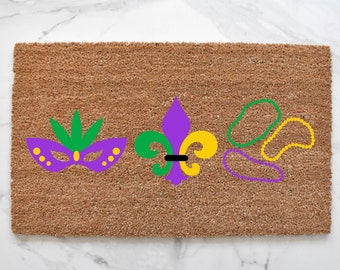 Fleur De Lis Doormat Mardi Gras Decor Cute Doormat Welcome | Etsy