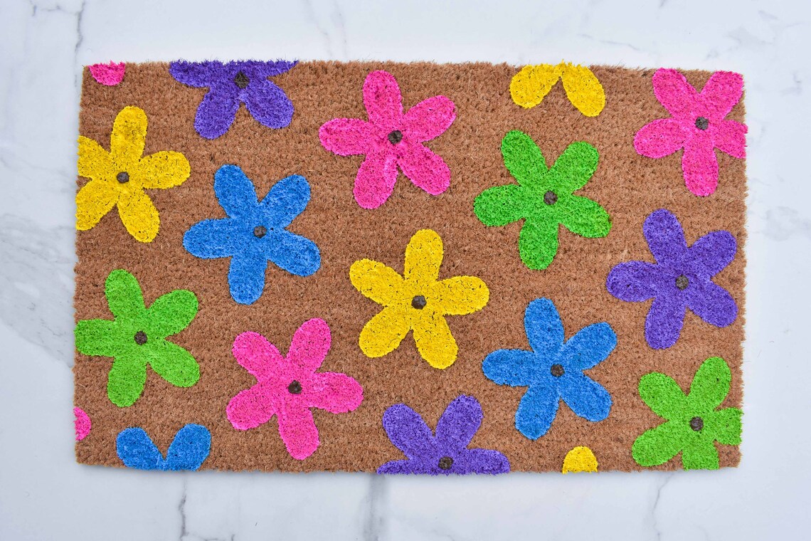Flower Doormat, Spring Doormat, Cute Doormat, Welcome Mat, Outdoor Rug ...