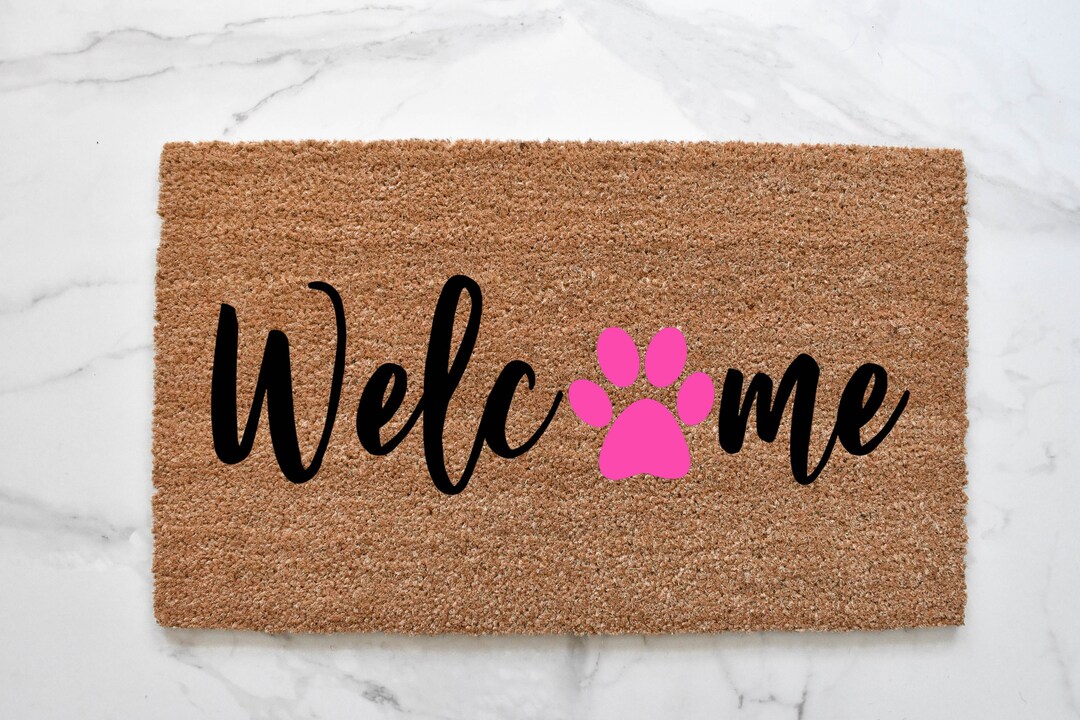 Paw Print Welcome Doormat, Paw Print Doormat, Cute Doormat, Dog Doormat ...