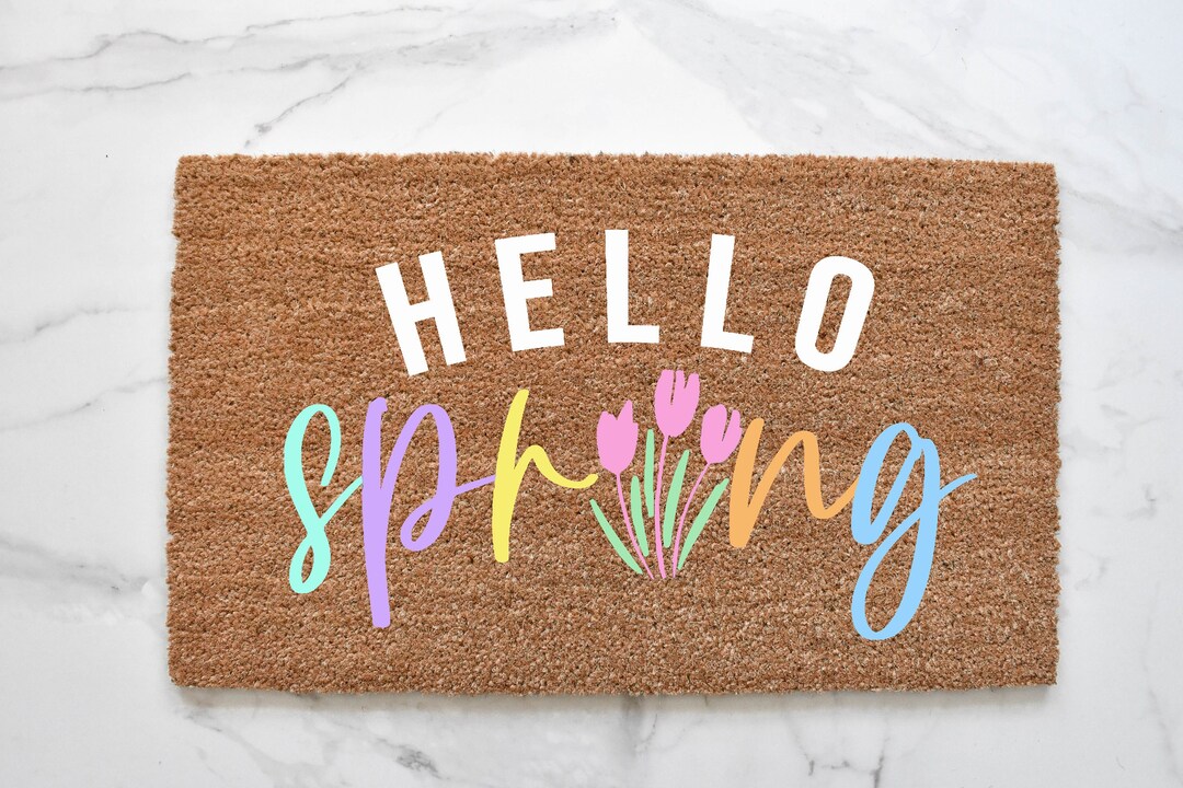 Hello Spring Doormat, Cute Doormat, Welcome Mat, Flower Doormat ...
