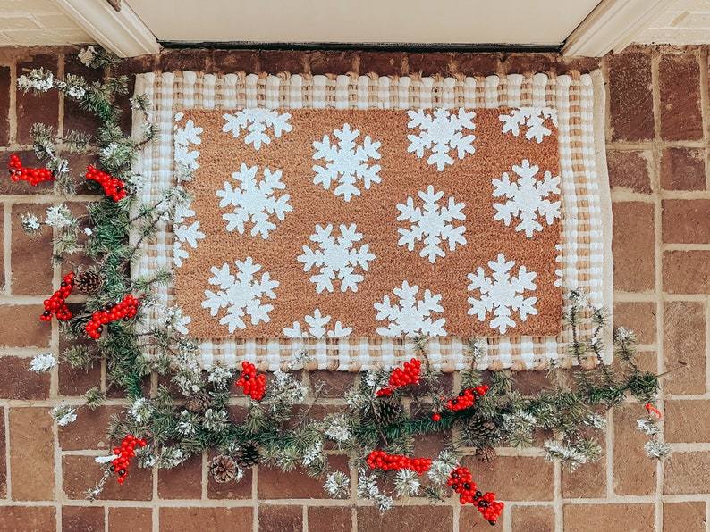 Snowflake Doormat Winter Doormat Cute Doormat Snow Welcome | Etsy