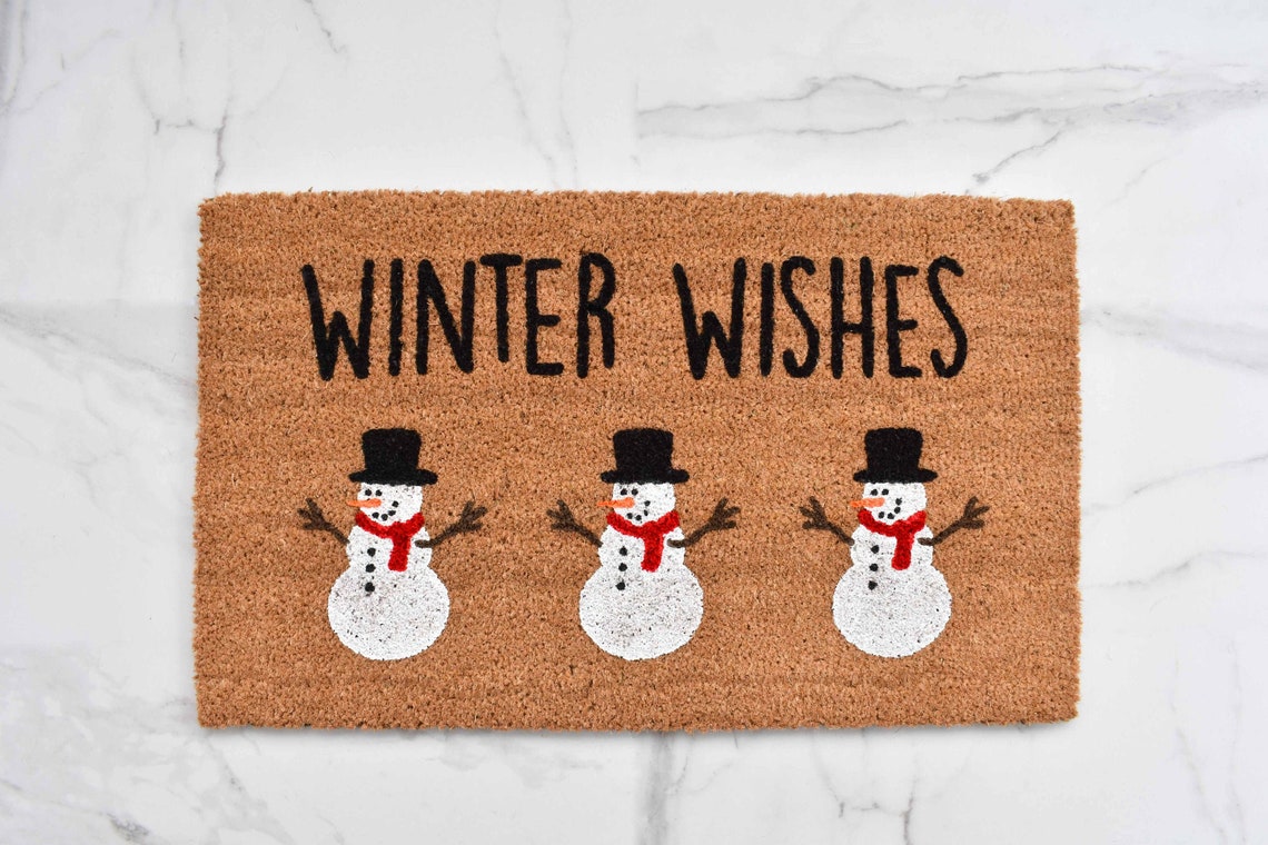 Winter Wishes Doormat Snowman Doormat Cute Doormat - Etsy