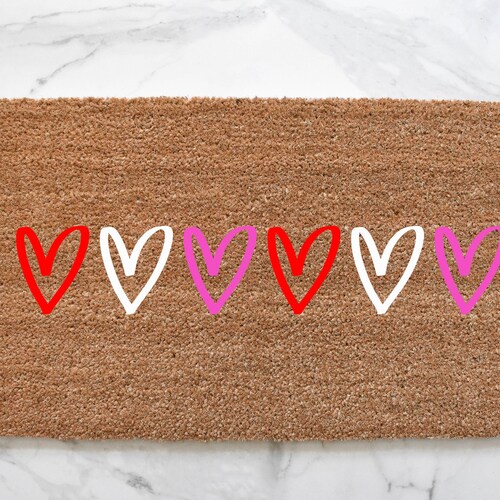 Valentines Day Coir Doormat Heart Doormat Love Welcome Mat - Etsy