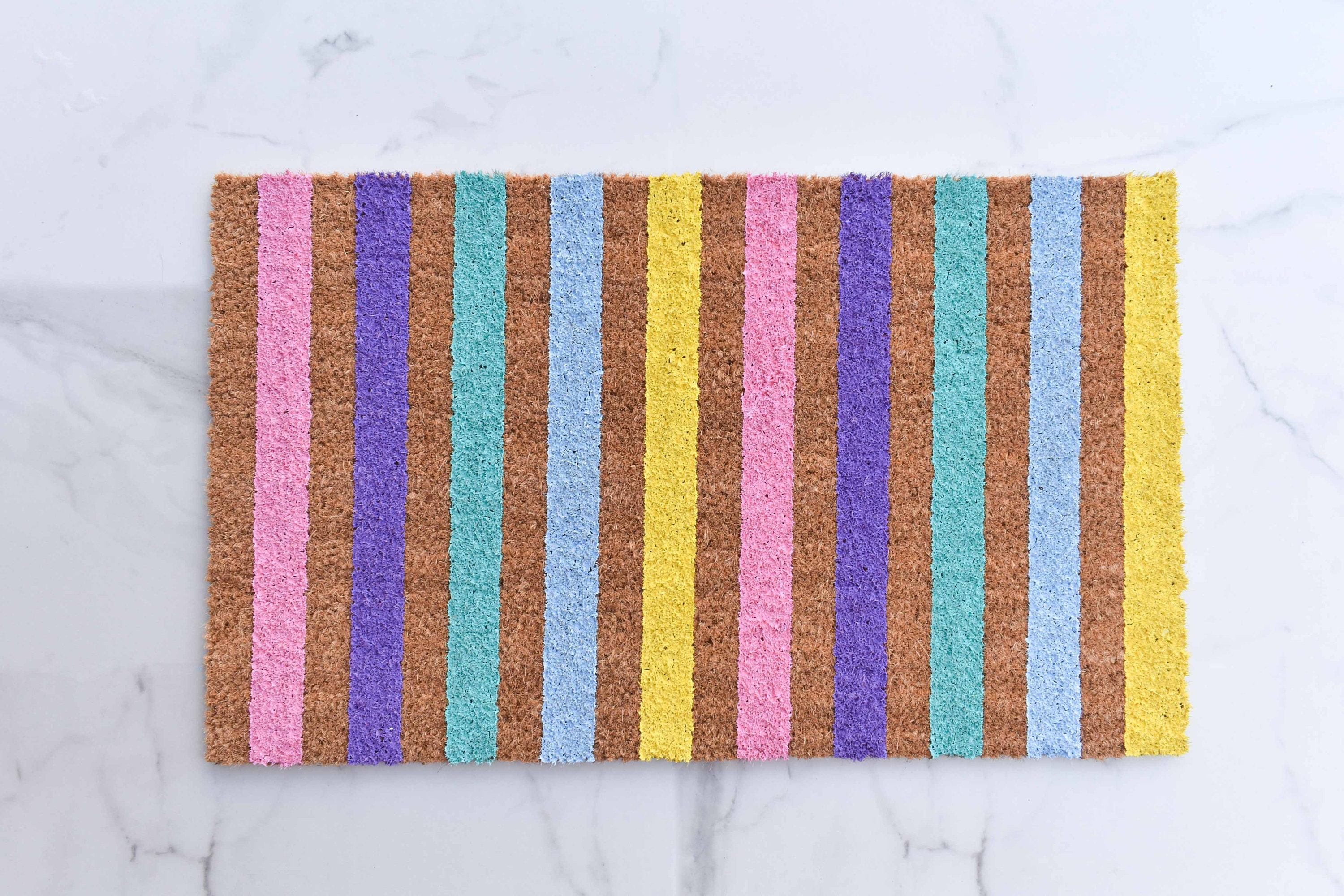 Pastel Striped Doormat Cute Doormat Spring Doormat Welcome | Etsy