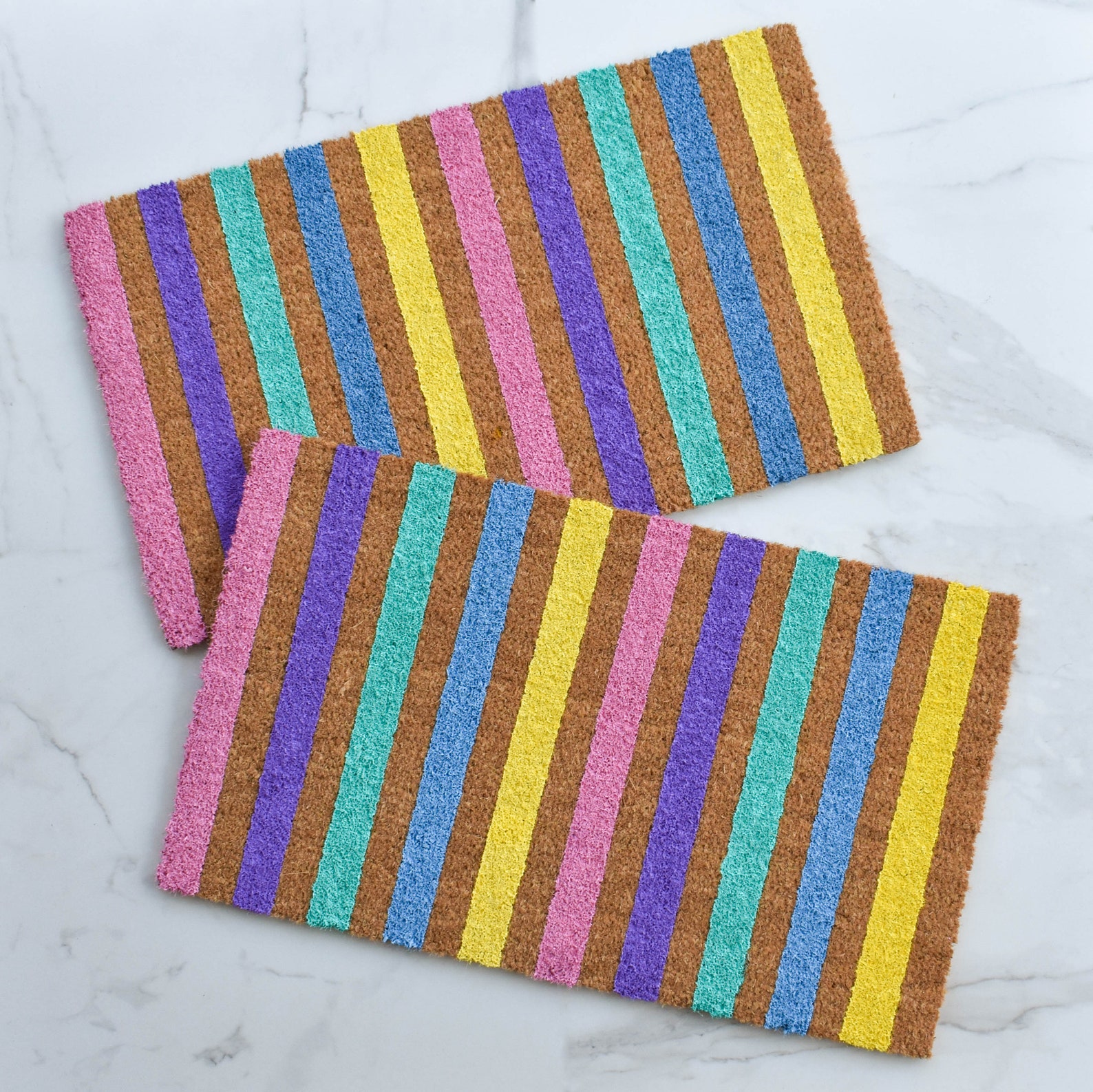 Pastel Striped Doormat Cute Doormat Spring Doormat Welcome - Etsy