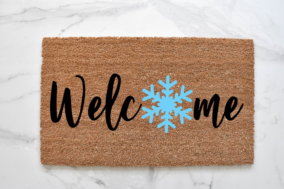 Welcome Snowflake Doormat Winter Doormat Welcome Mat Winter - Etsy