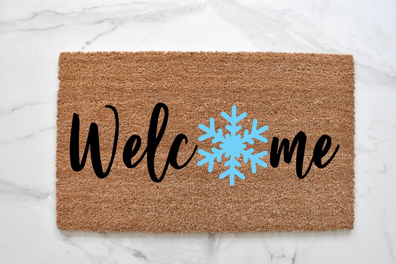Welcome Snowflake Doormat Winter Doormat Welcome Mat Winter | Etsy