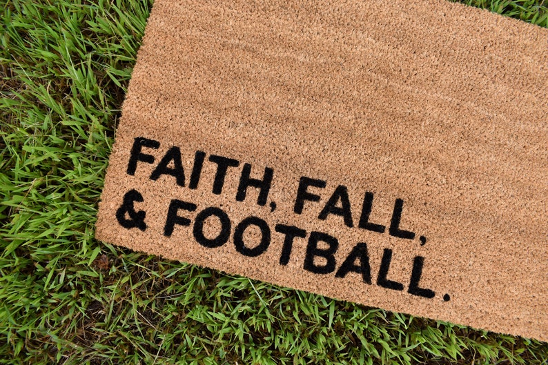 Faith Fall & Football Doormat Cute Doormat Fall Decor | Etsy