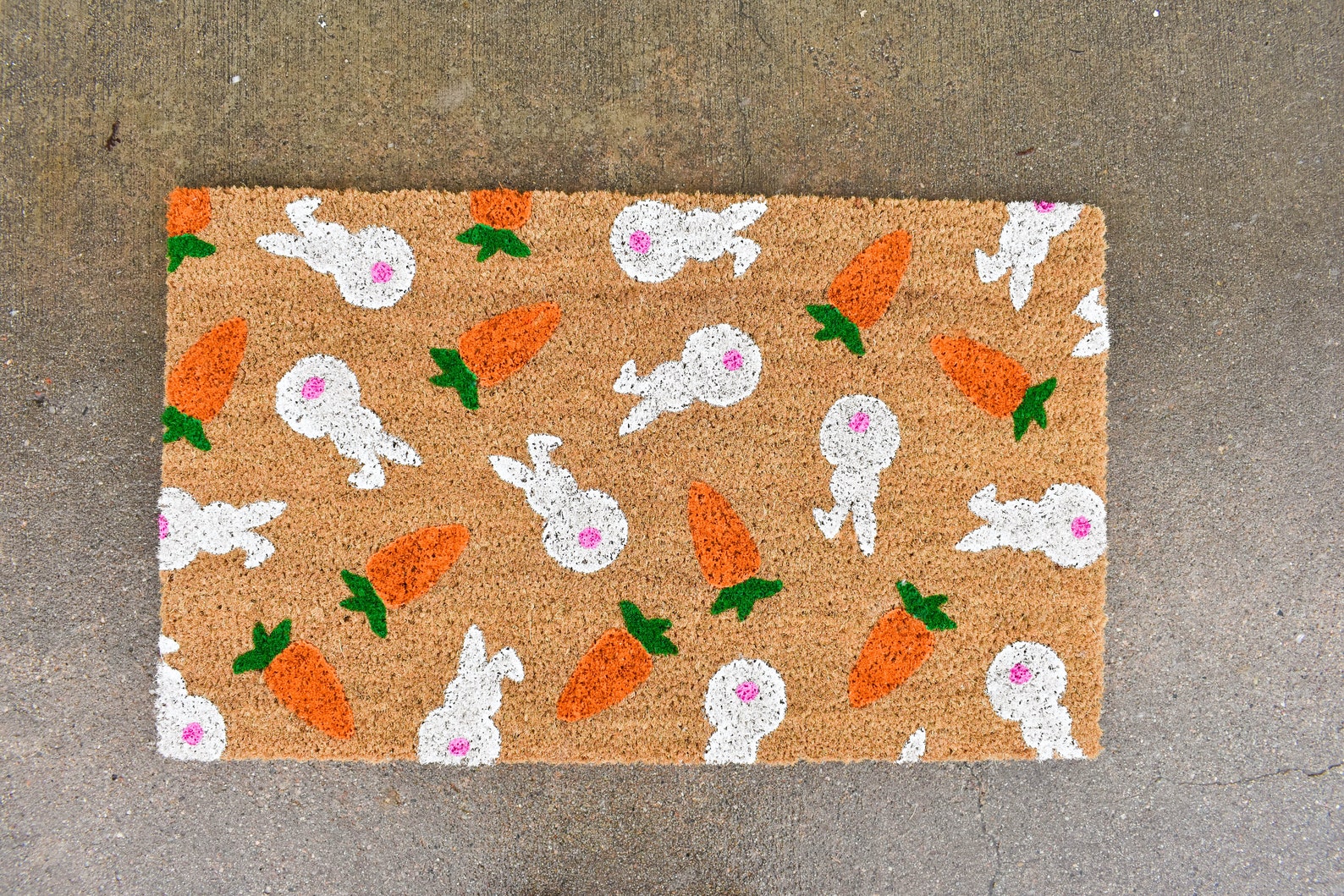 Bunny and Carrot Doormat Easter Doormat Cute Doormat - Etsy