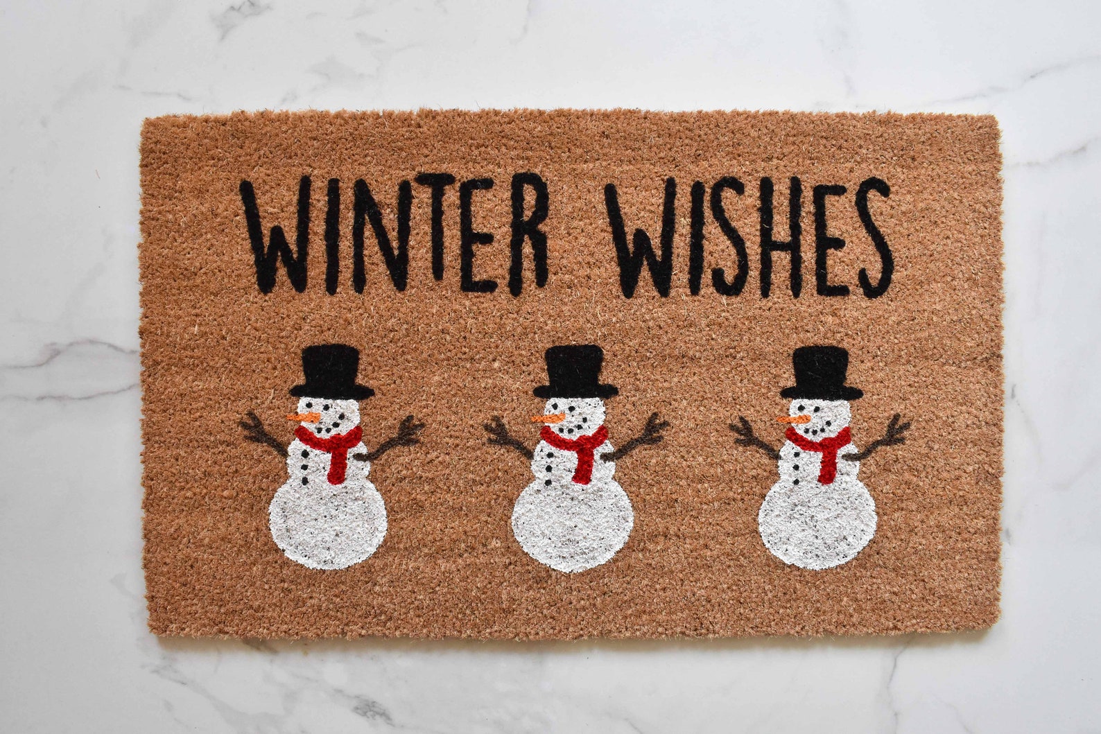 Winter Wishes Doormat Snowman Doormat Cute Doormat - Etsy