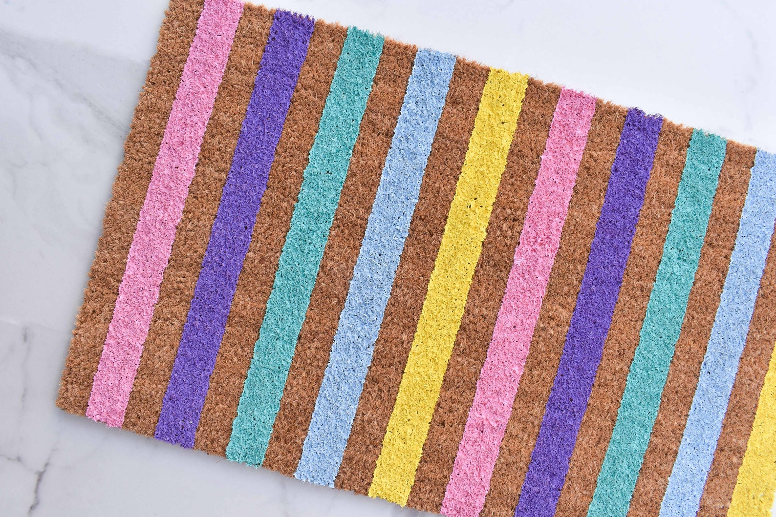 Pastel Striped Doormat, Cute Doormat, Spring Doormat, Welcome Mat ...