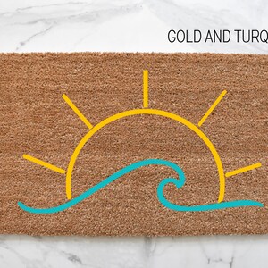 Wave and Sun Doormat, Summer Doormat, Lake House Doormat, Welcome Mat ...