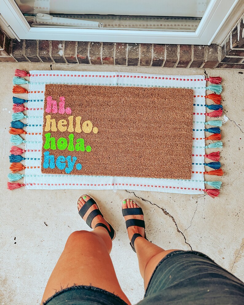 Hi Hello Hola Hey Doormat Cute Doormat Welcome Mat Outdoor | Etsy