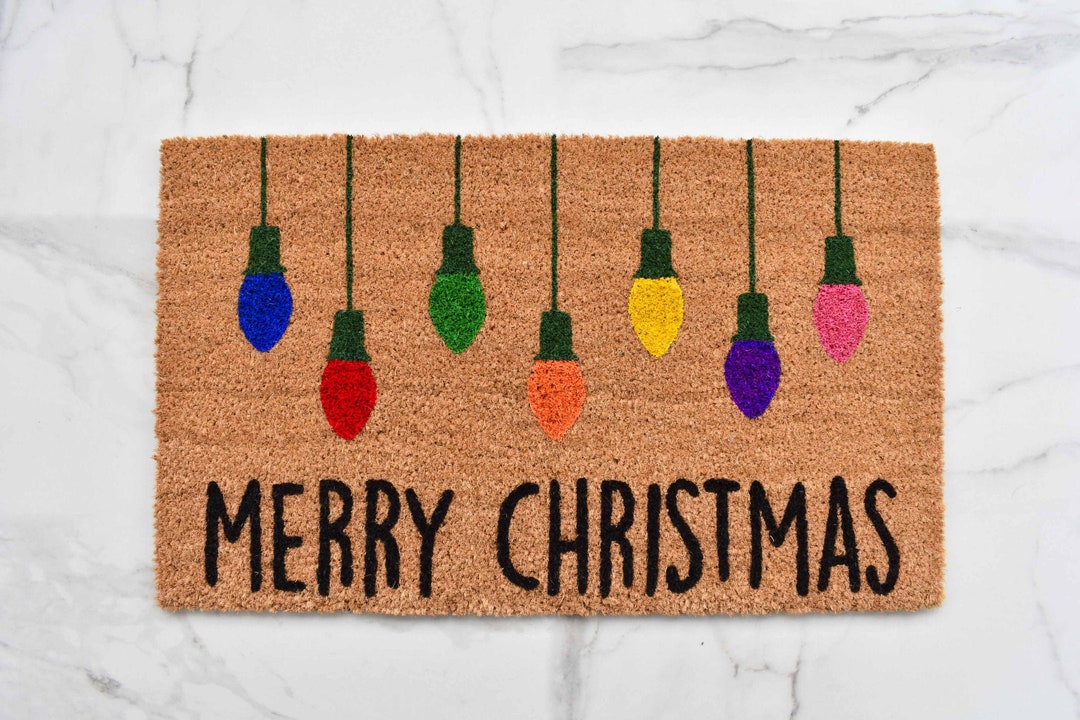 Merry Christmas Doormat Christmas Lights Doormat Cute - Etsy