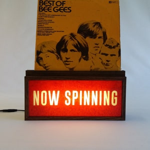 Now Spinning Record Stand With Lightbox Sign in Red, Handmade Vinyl ...