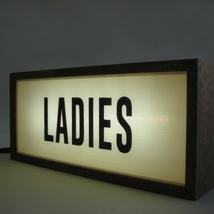 Ladies Handcrafted Wooden Light Box Sign, Restaurant Restroom Sign With ...