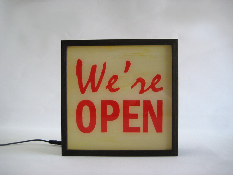 Retro Style We're Open Sign Handcrafted Wooden Light Box Sign for ...