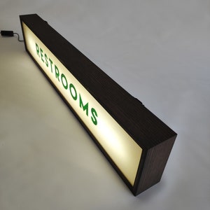 Lighted Restrooms Sign, Artisan Hand-painted Green Lettering in Hand ...
