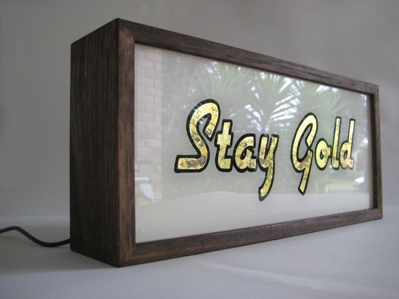 Illuminated STAY GOLD Gold Leaf Signs, Radiant Lighted Gold Gilded ...