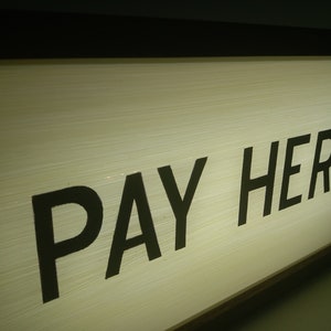 Pay Here Sign in Handcrafted Wooden Lightbox, Unique Illuminated ...