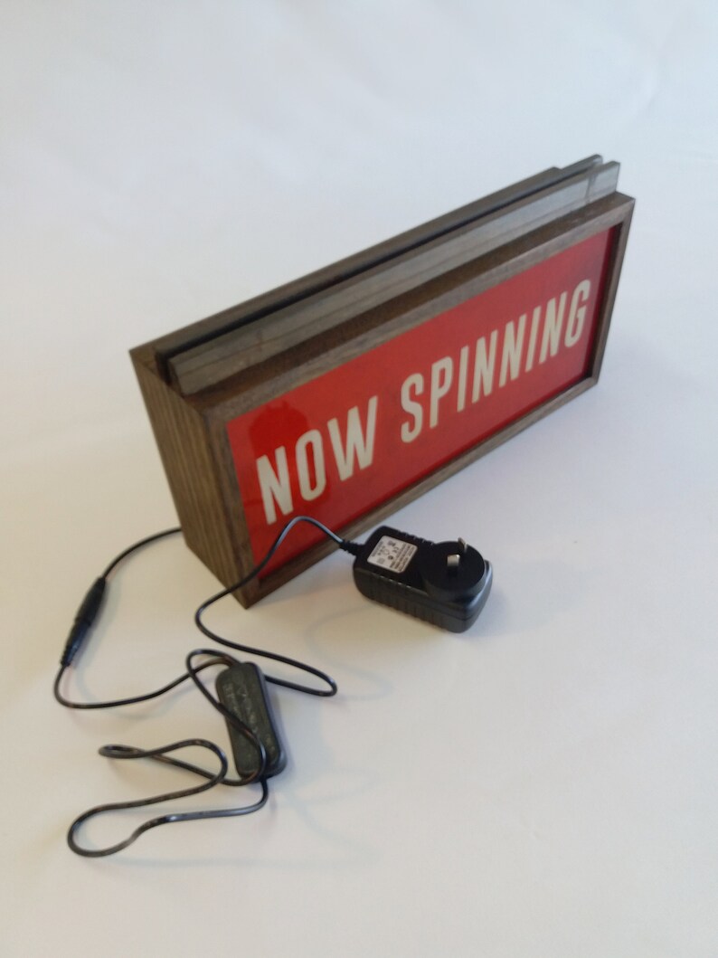 Now Spinning Record Stand With Lightbox Sign in Red, Handmade Vinyl ...