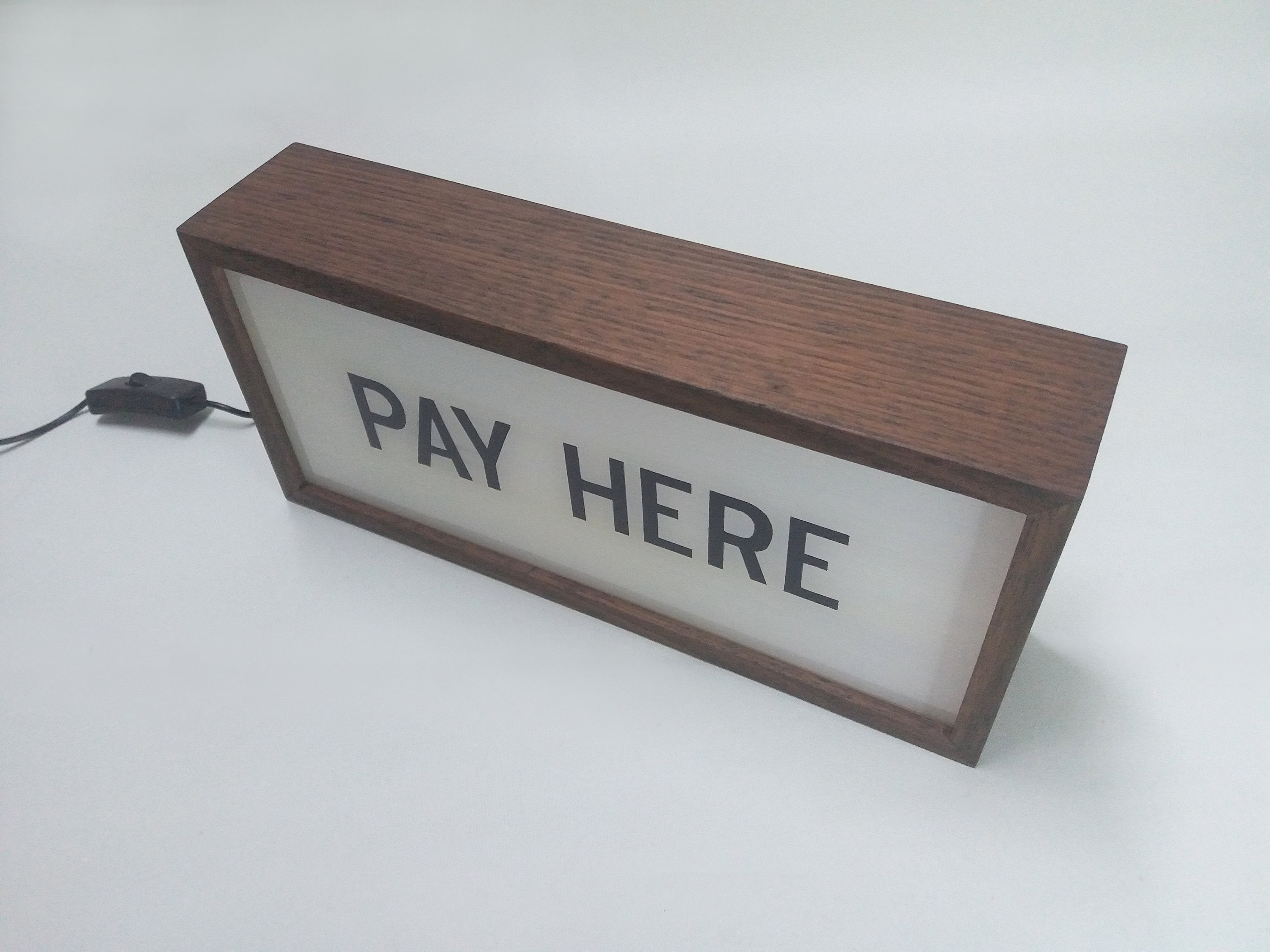 Pay Here Sign in Handcrafted Wooden Lightbox, Unique Illuminated ...