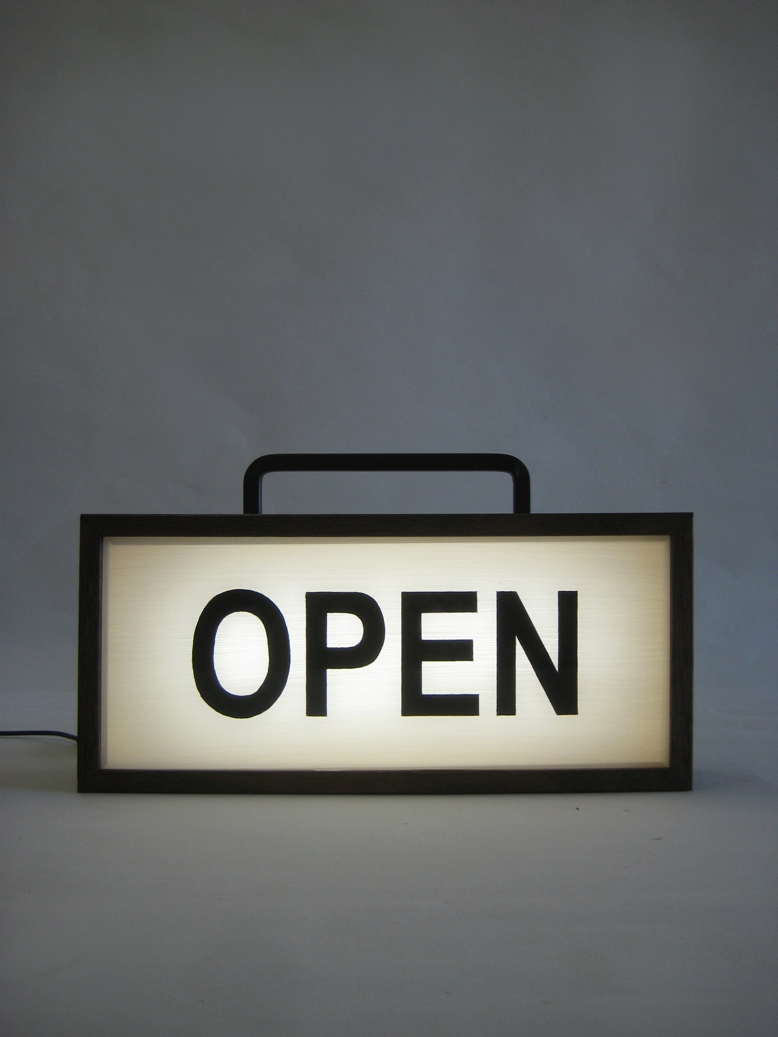 Open Sign Light, Handcrafted Wooden Lightbox Sign With Handle, Lighted ...