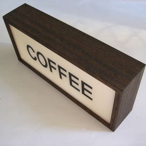 Lighted Coffee Sign, Handcrafted Wooden Light Box Sign for Rustic Cafe ...