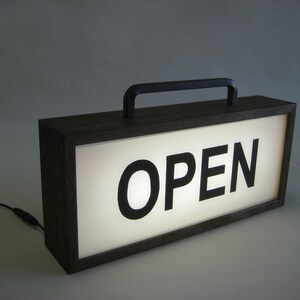 Open Sign Light, Handcrafted Wooden Lightbox Sign With Handle, Lighted ...