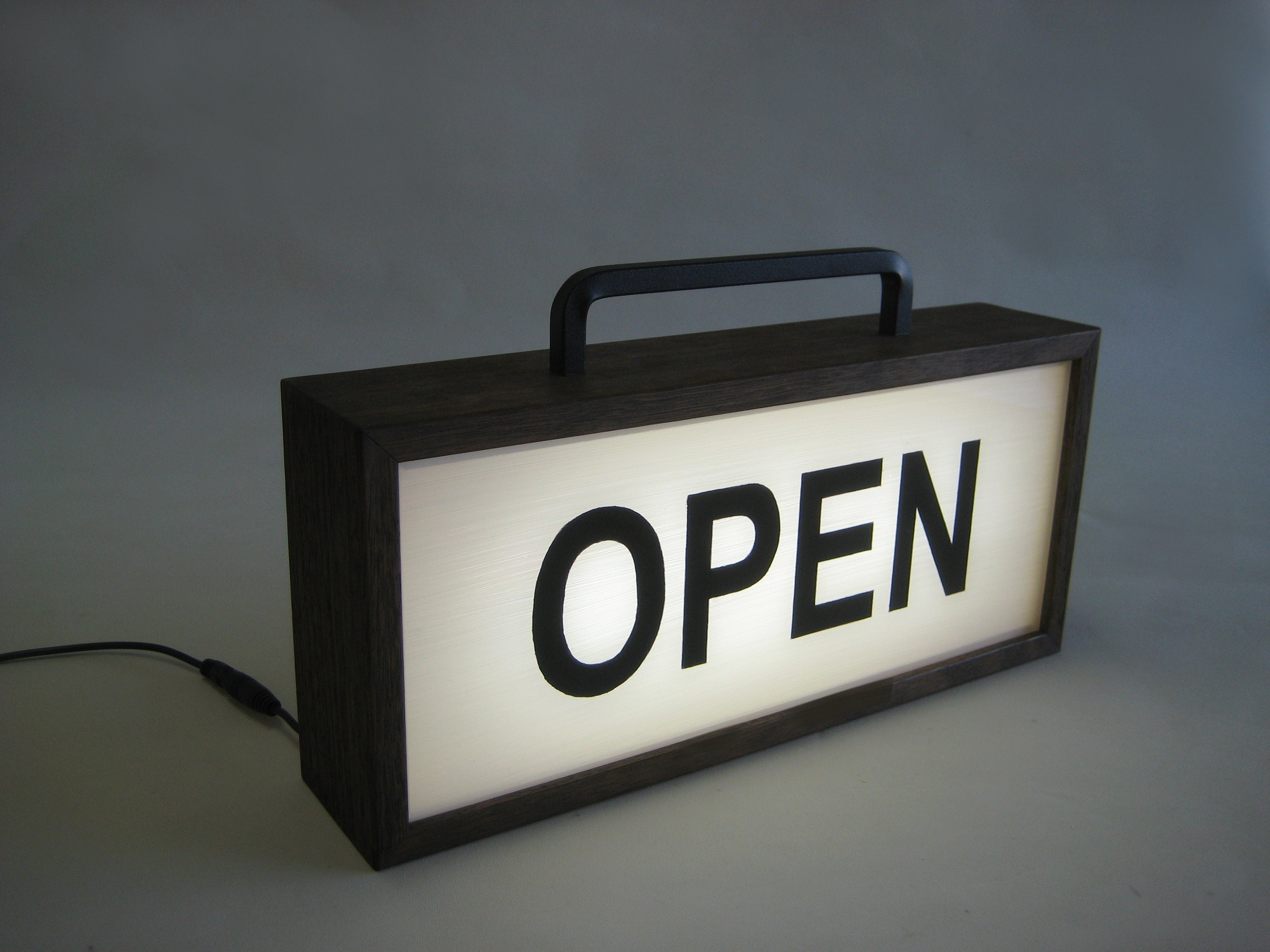 Open Sign Light, Handcrafted Wooden Lightbox Sign With Handle, Lighted ...