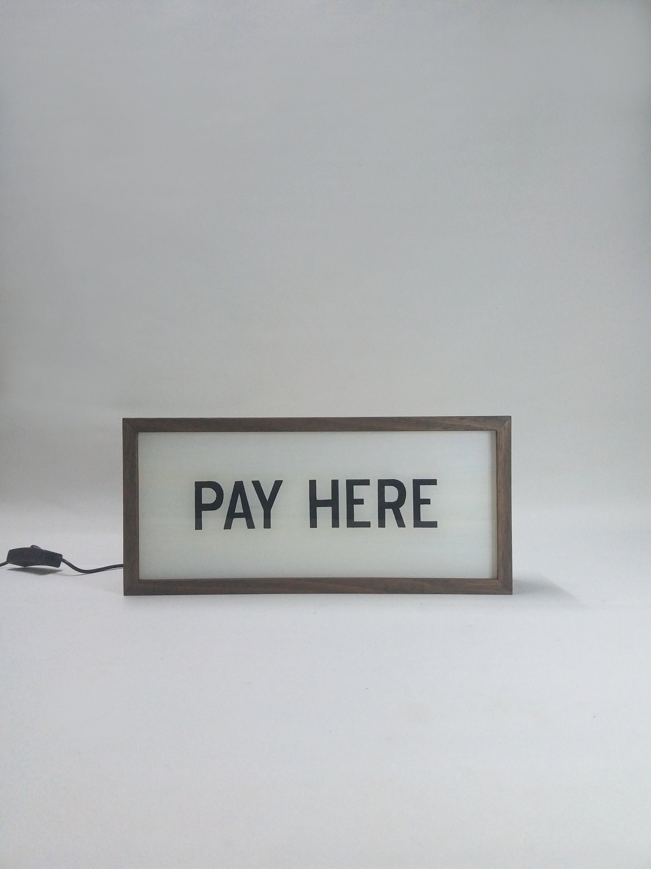 Pay Here Sign in Handcrafted Wooden Lightbox, Unique Illuminated ...