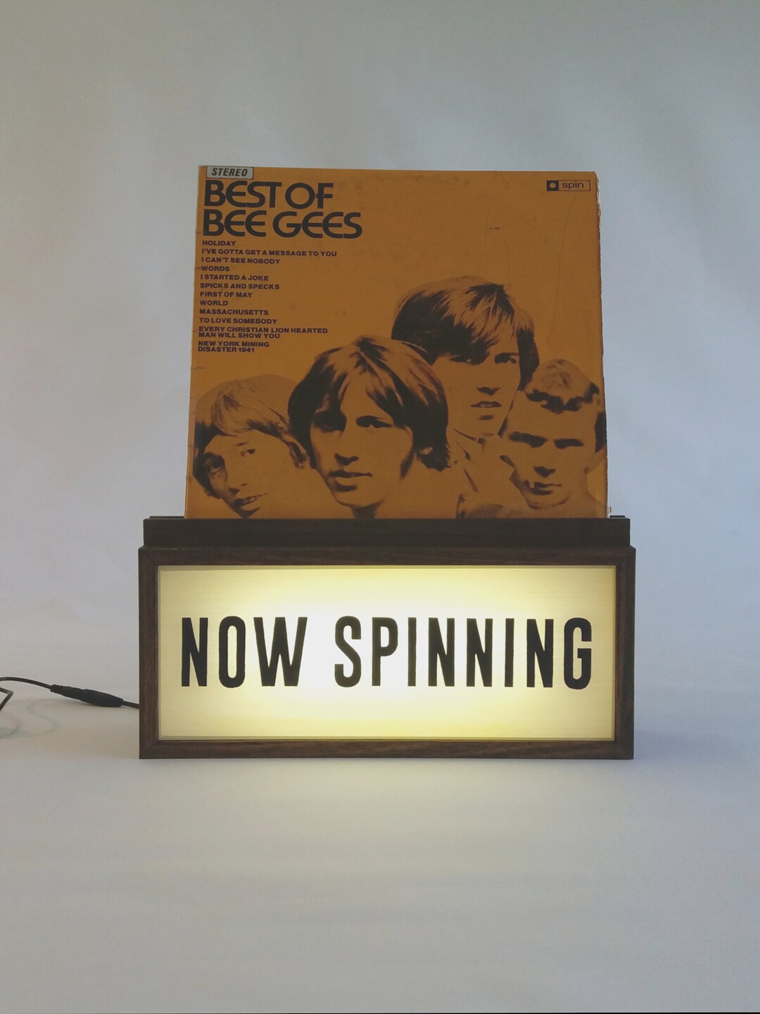 Now Spinning Record Stand With Lightbox Sign, Hand-crafted Vinyl Record ...