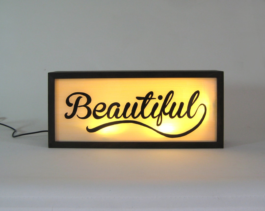 BEAUTIFUL Sign, Wooden Lightbox, Lighted Hand Painted Signs, Light up ...