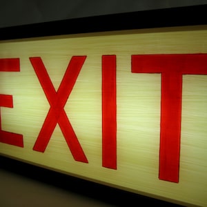 Lighted Exit Sign, Mid Century Modern Light up Sign, Handcrafted Wooden ...