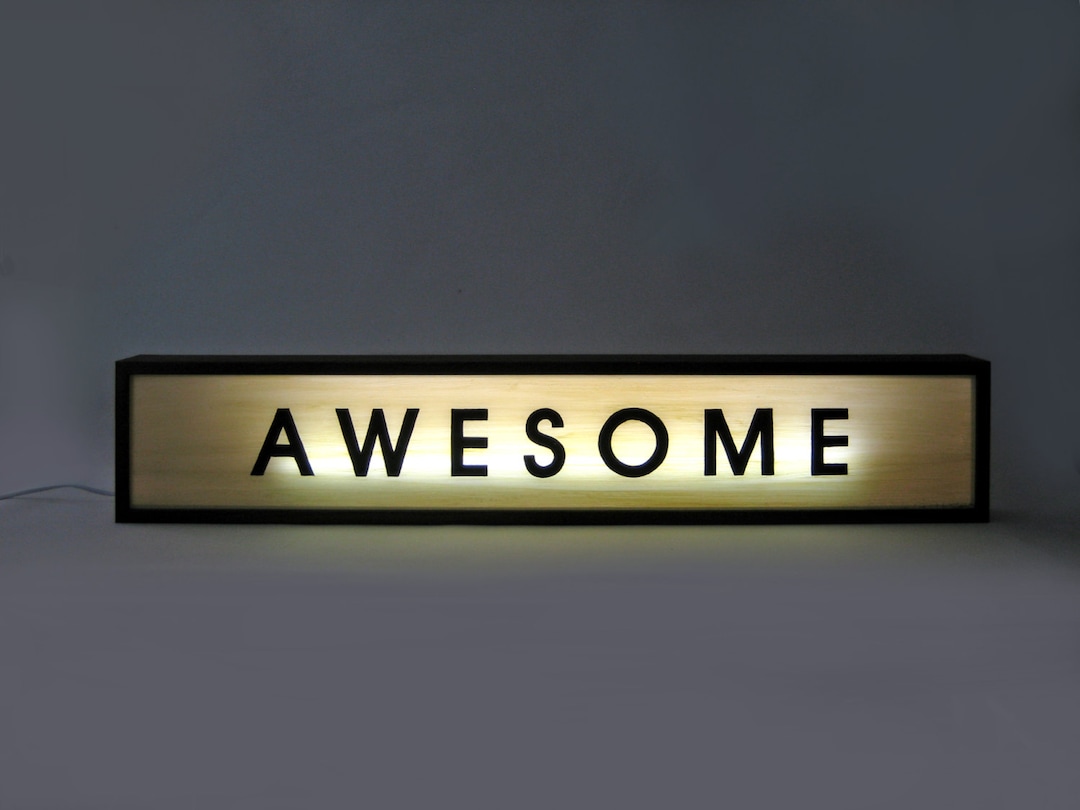 AWESOME Light up Sign, Handcrafted Wooden Light Box Sign, Hand Painted ...
