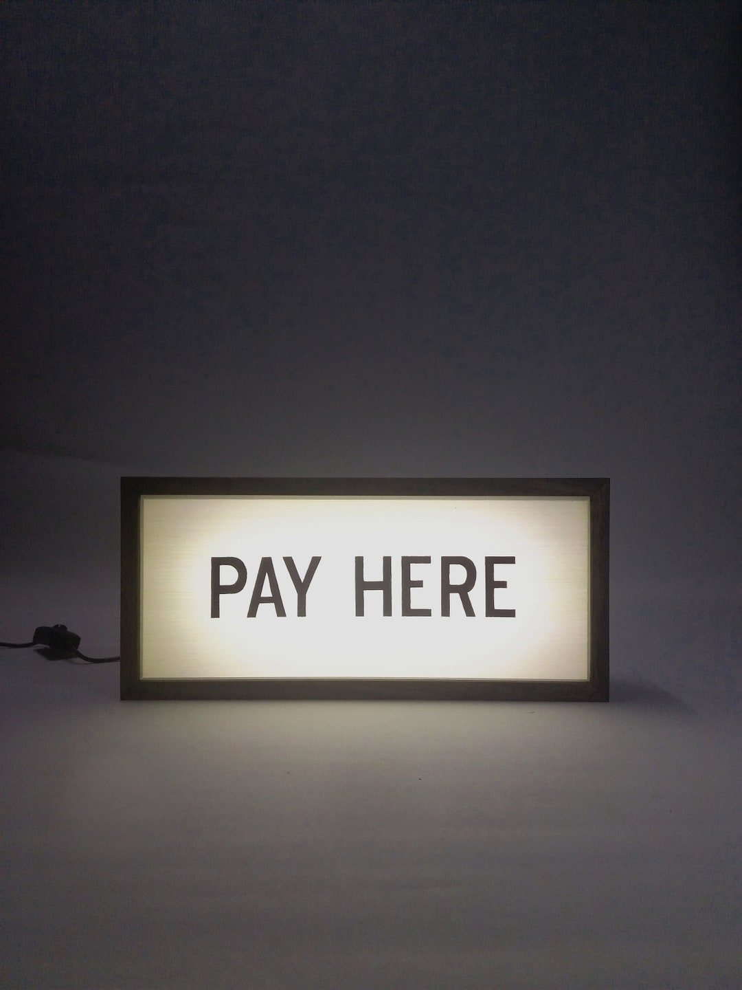 Pay Here Sign in Handcrafted Wooden Lightbox, Unique Illuminated ...