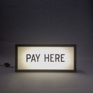 Pay Here Sign in Handcrafted Wooden Lightbox, Unique Illuminated ...
