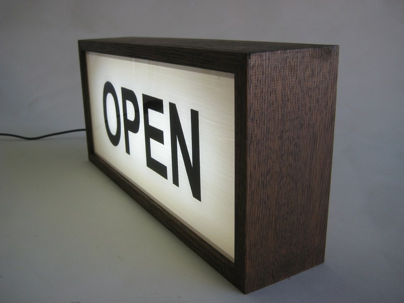 Open Wooden Lightbox Sign Handcrafted Lighted Hand Painted | Etsy