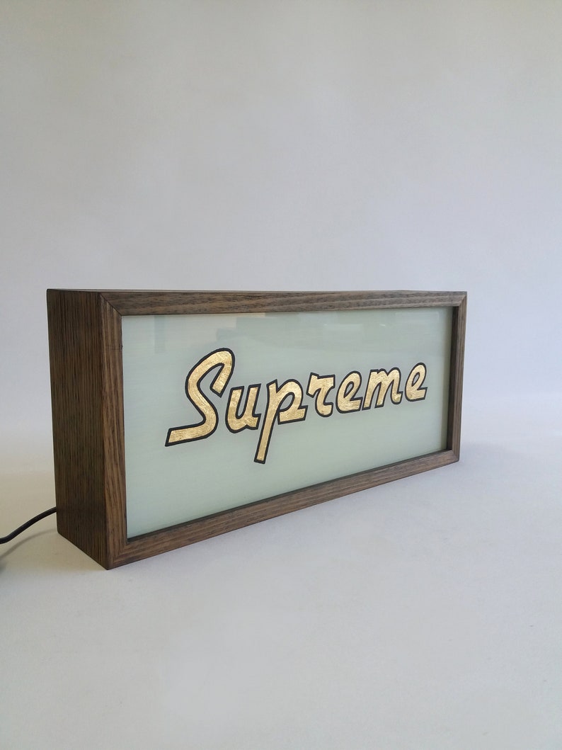 Lighted Supreme Gold Leaf Sign, Wooden Lightbox, Gold Gilded Signs ...