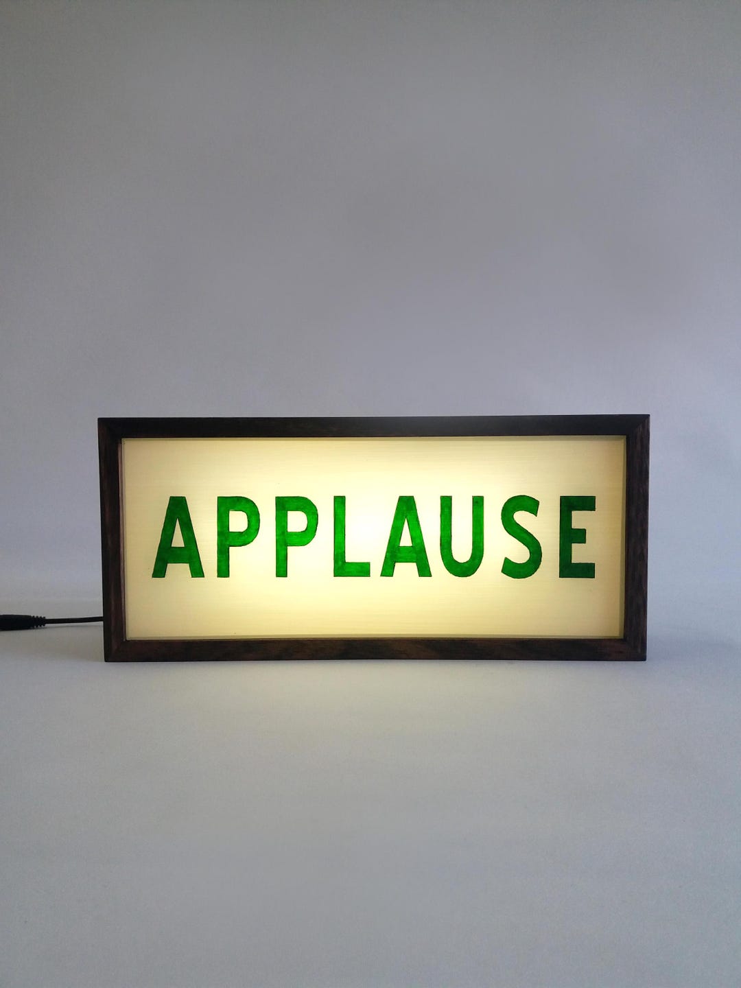APPLAUSE Lightbox Sign, Green Typeface Retro Wooden Lighted Hand ...