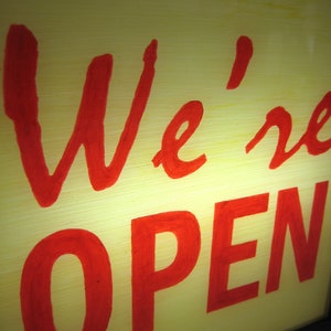 Retro Style We're Open Sign Handcrafted Wooden Light Box Sign for ...