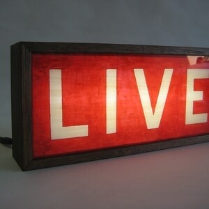 LIVE Wooden Lightbox Sign, Lighted Hand Painted Signs, Handcrafted ...
