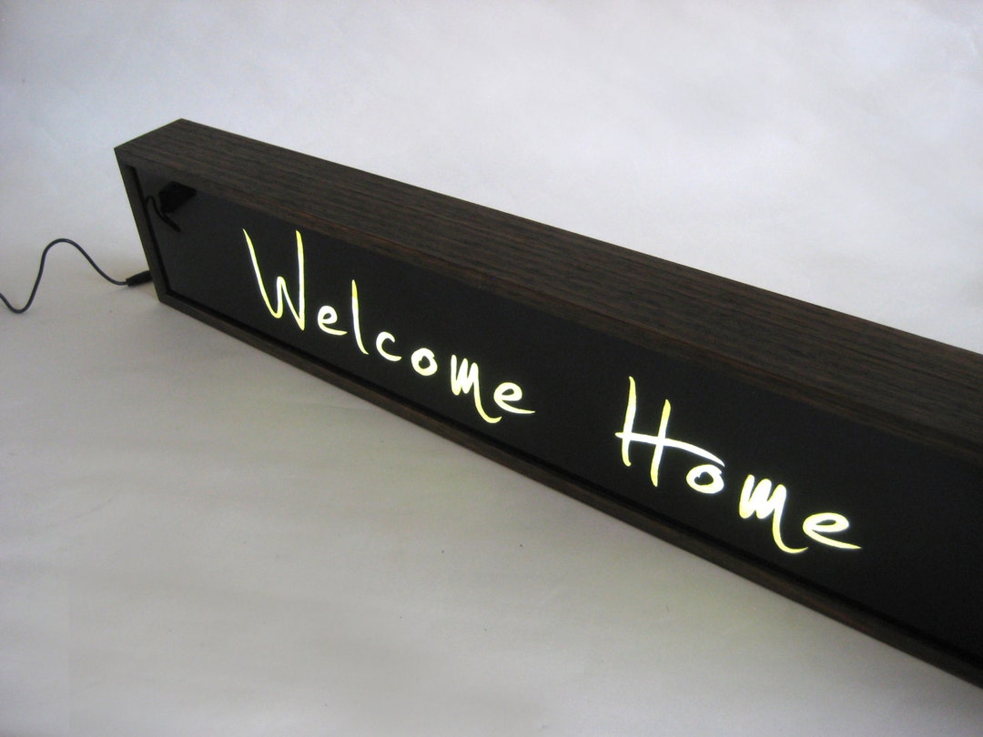 Welcome Home Sign Handcrafted Wooden Light Box, Retro Style Backlit ...