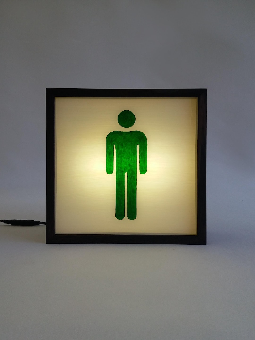 Men's Restroom Sign, Handcrafted Square Wooden Frame, Hand-painted ...