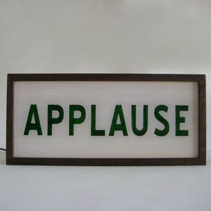 APPLAUSE Lightbox Sign, Green Typeface Retro Wooden Lighted Hand ...