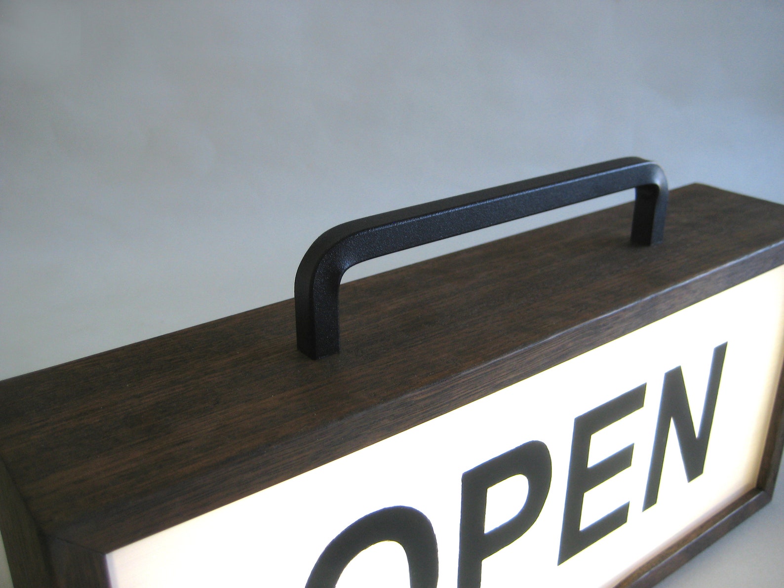 Open Sign Light, Handcrafted Wooden Lightbox Sign With Handle, Lighted ...