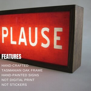 Red APPLAUSE Sign in Wooden Lightbox, Retro Wooden Lighted Hand Painted ...
